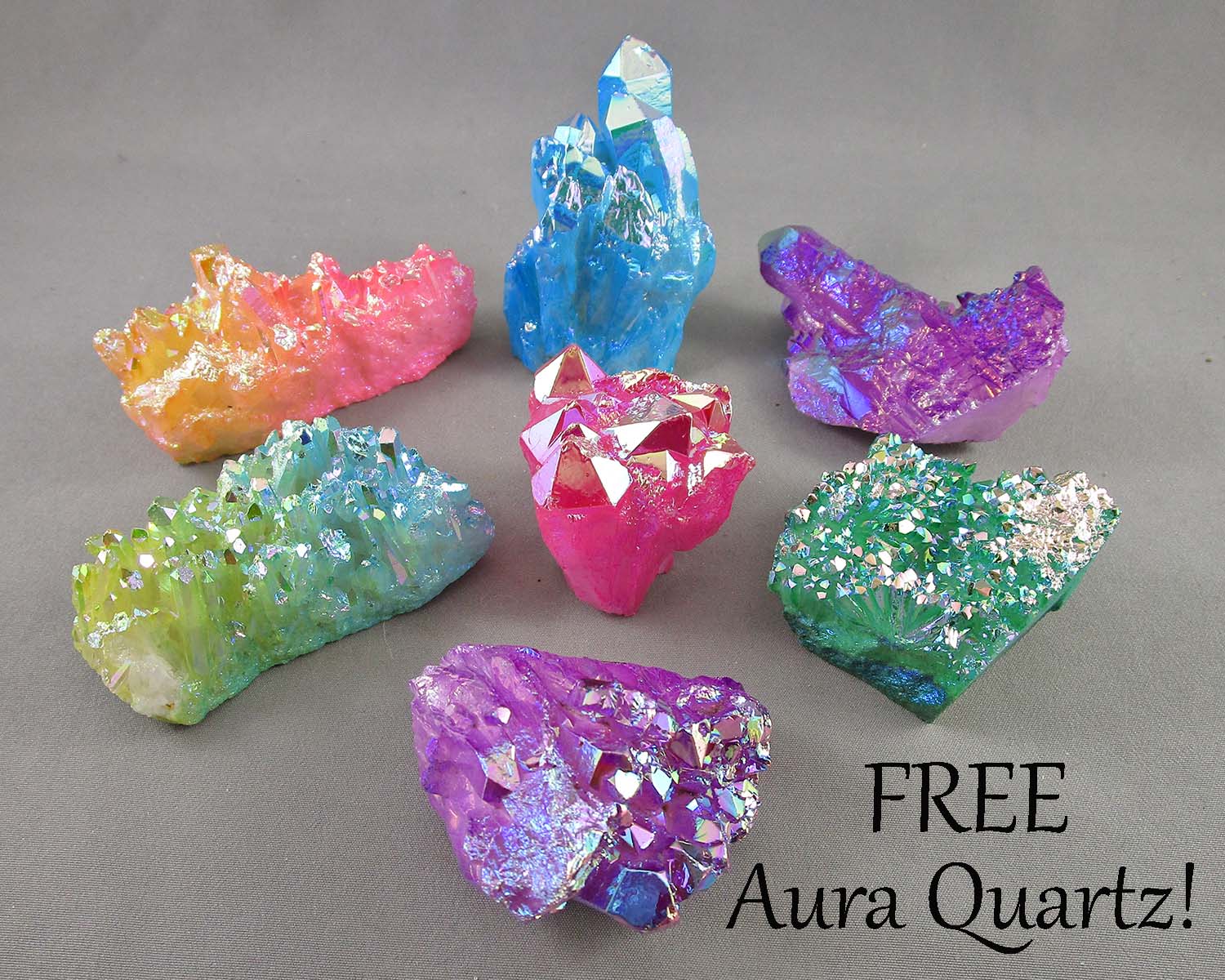 Free Aura Quartz Crystal Cluster with $60 Purchase!
